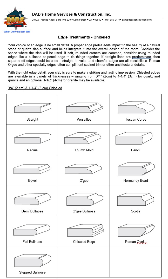 Countertop Edging Options for Your Remodel - DAD's Construction